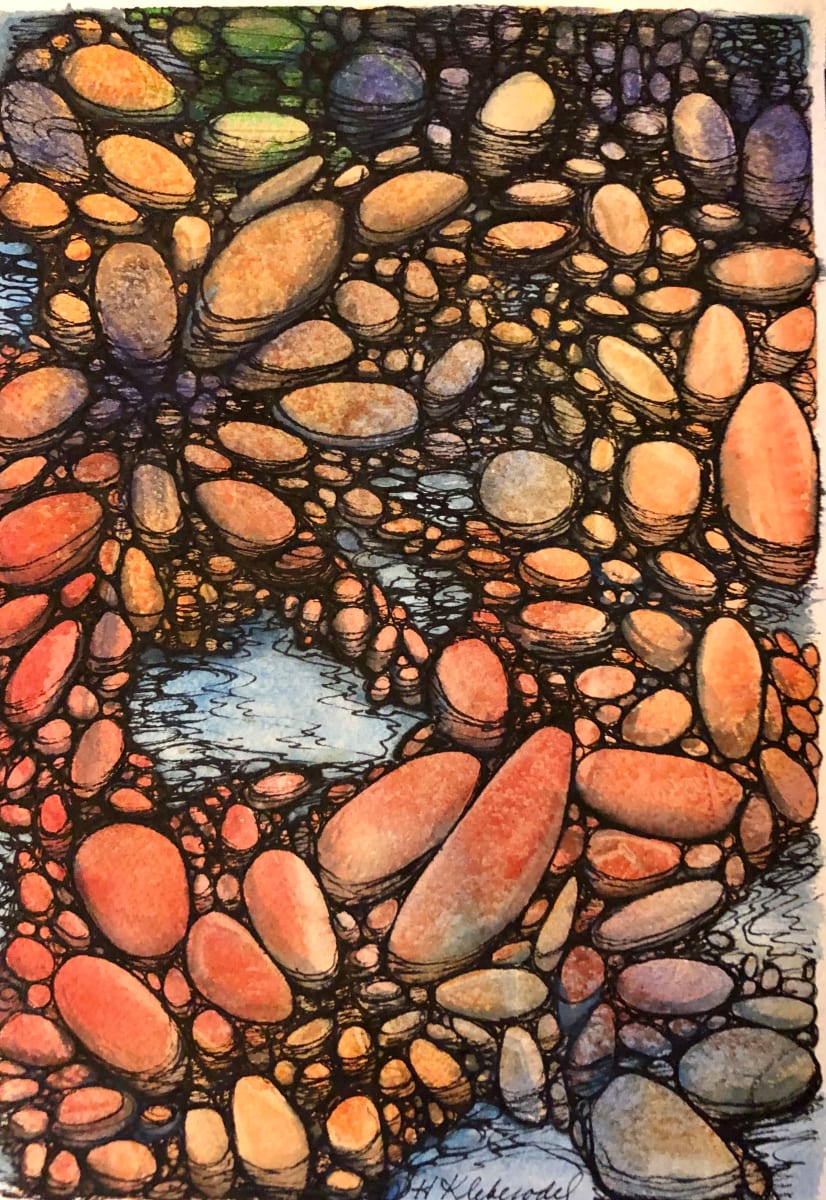 Pebbels in Water -Drawing a Day #54 by Helen R Klebesadel | Artwork Archive