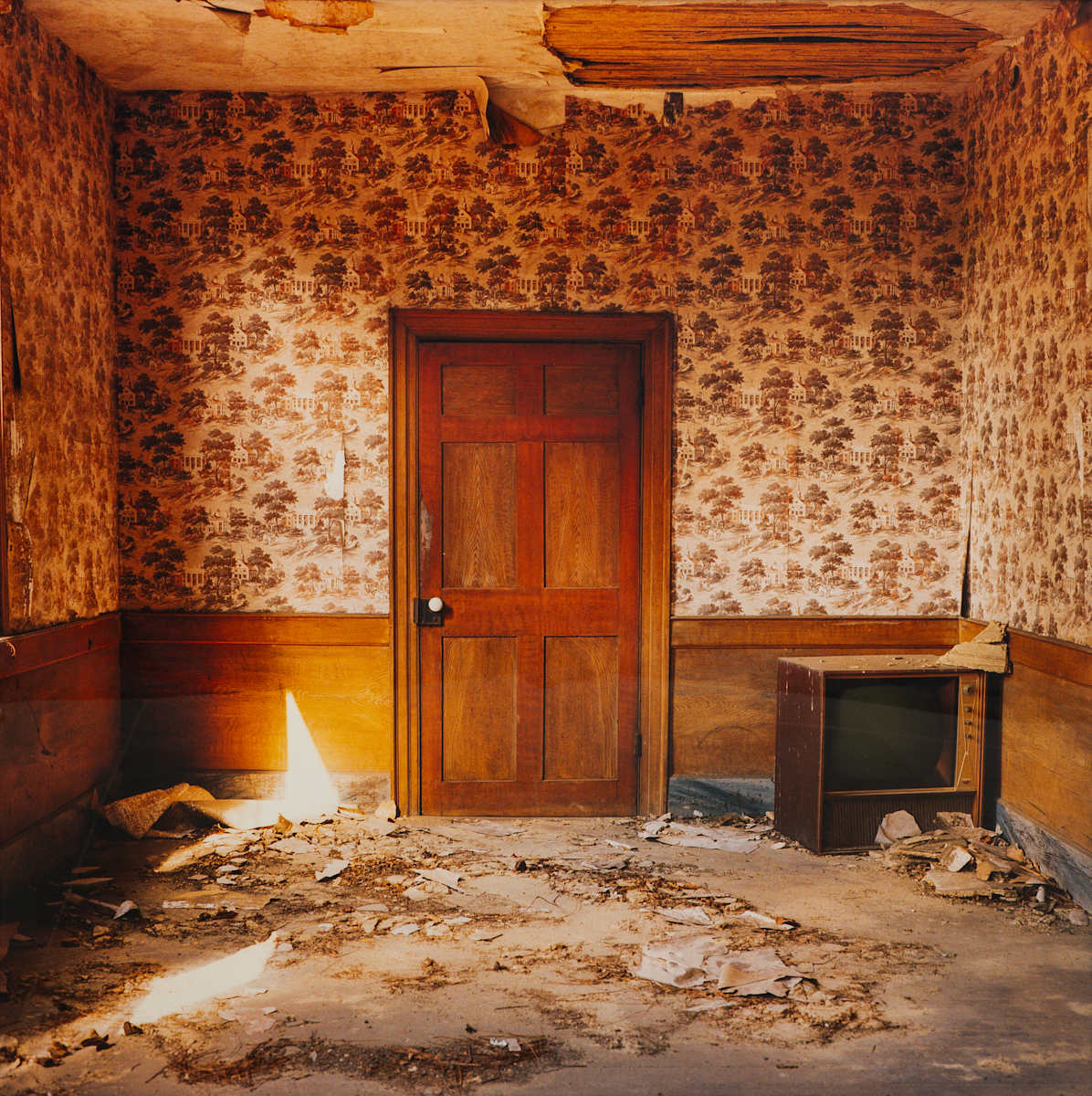 Abandon series, Mitchell Ward House, Front Hall with Door and TV from ...