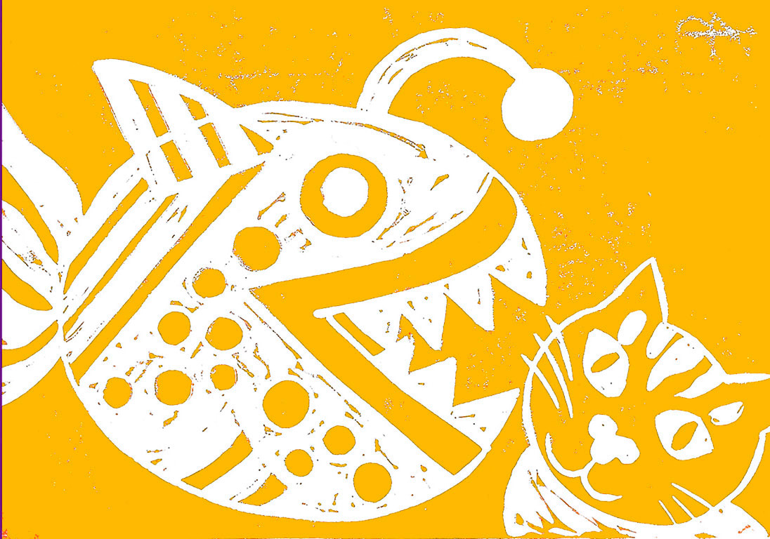 Angler with Fish Yellow by Patricia Bidi | Artwork Archive