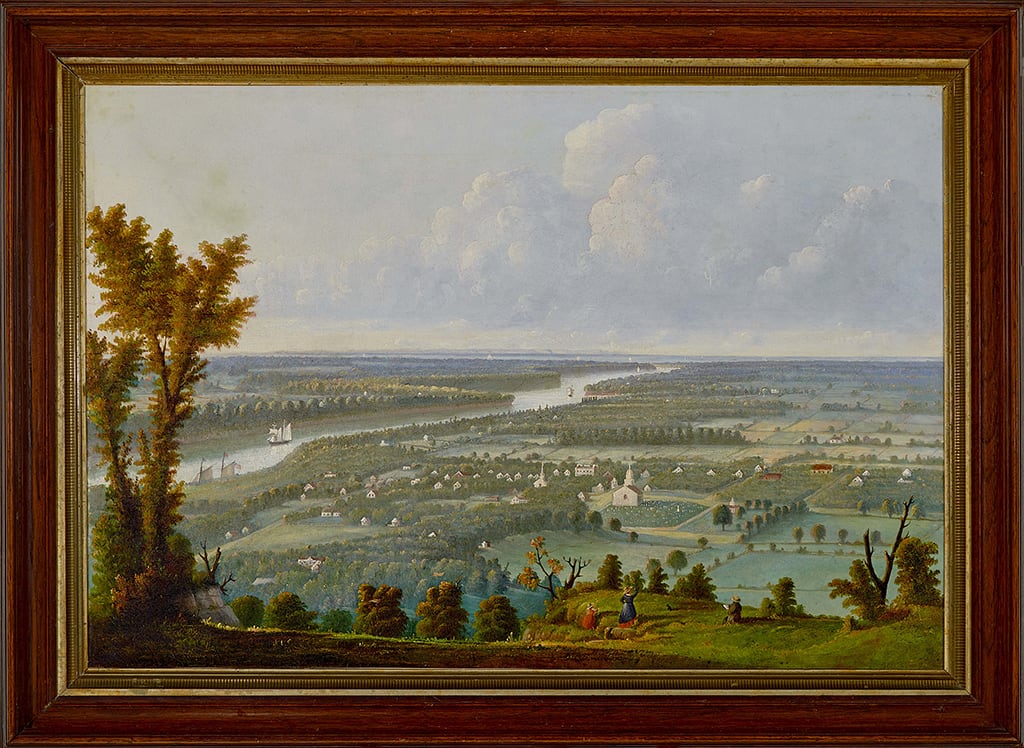 View of Lewiston Village, Niagara River, Lake Ontario, and Highlands of ...