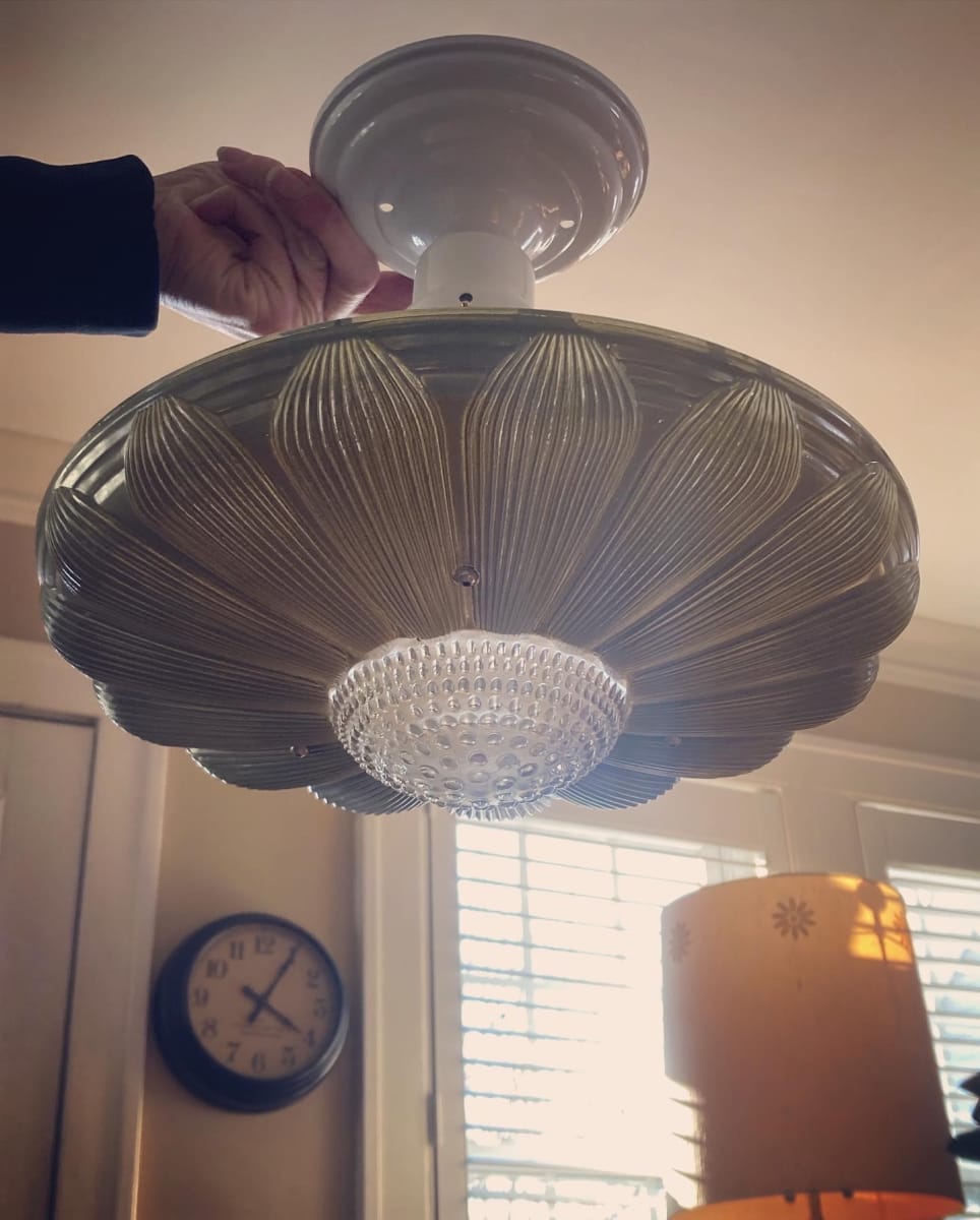 1940's ceiling light fixture ~ sunflower pattern from the collection of TIMELINES ANTIQUES ...