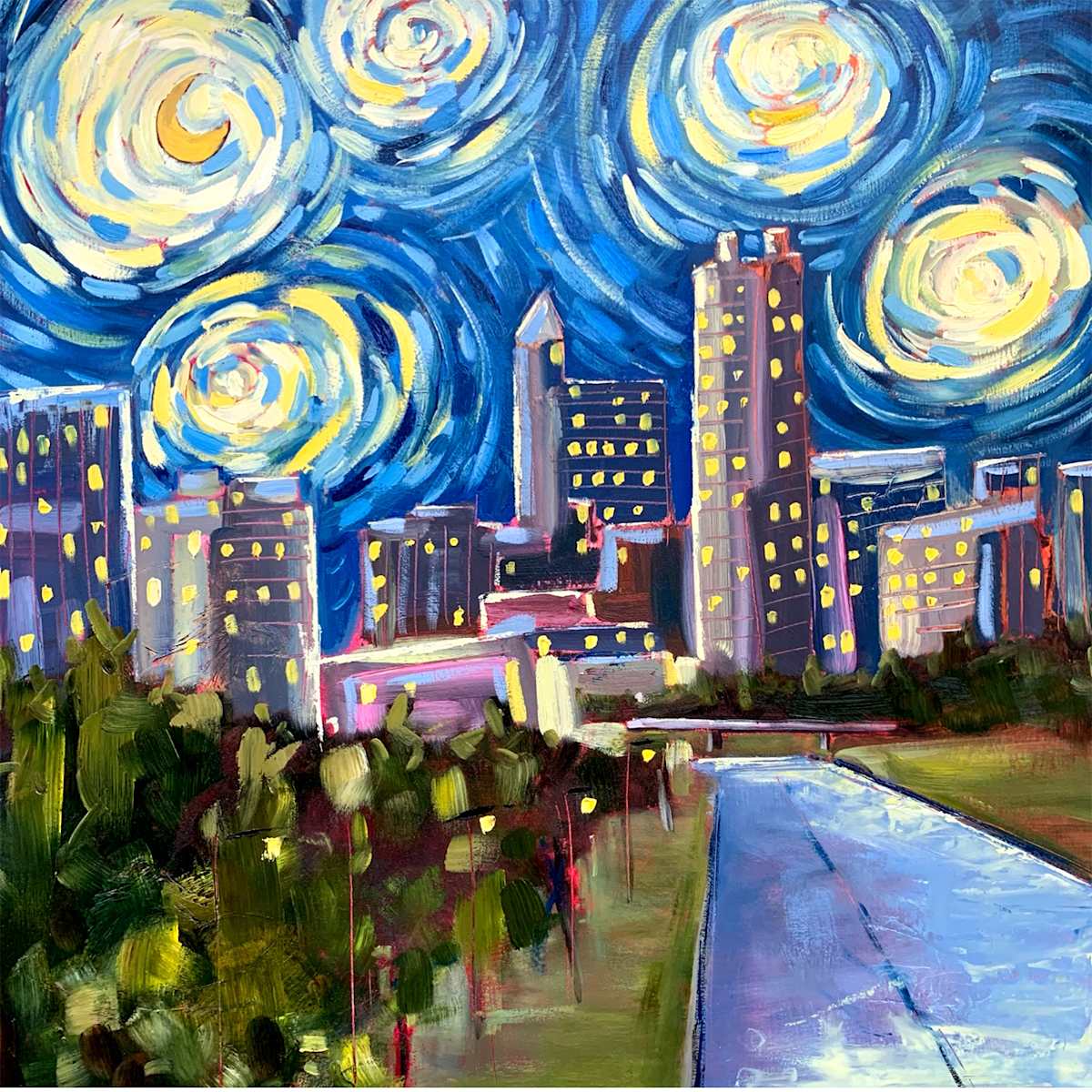 10x10 framed print Starry Night in Raleigh from the exhibition Justin ...
