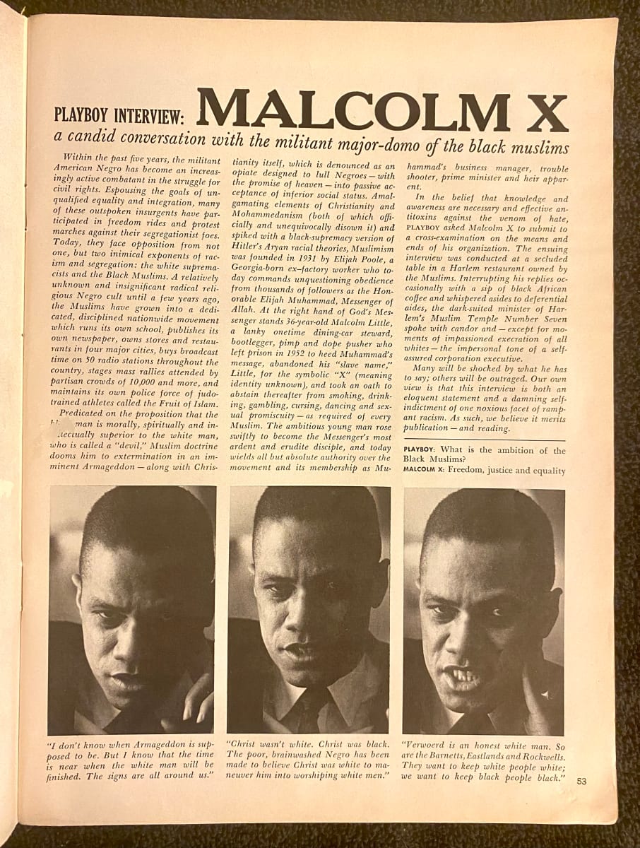 Playboy Magazine: Famous Malcolm X interview from the collection of George Davis | Artwork Archive