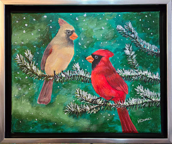 Cardinal Couple in the Snow by Hugh Daniel | Artwork Archive