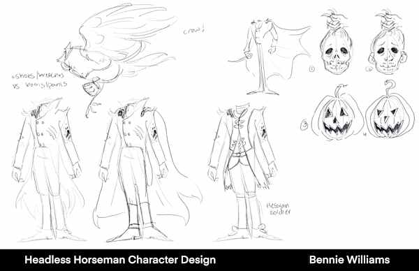 williams, digital illustration, 2023, sleepy hollow character design ...