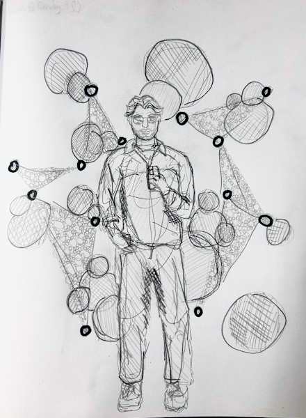 Self Portrait with phone by Sam Borden | Artwork Archive