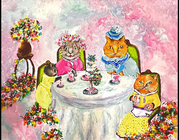 The Kitties Tea Party by Lora Wood | Artwork Archive