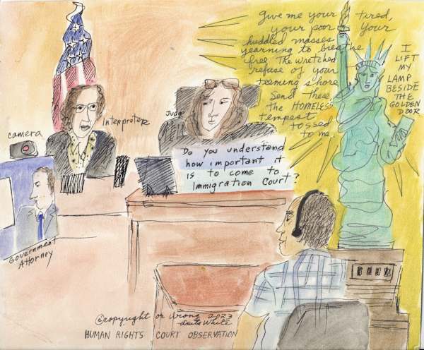 Statue of Liberty in Court by Anita Inez White | Artwork Archive