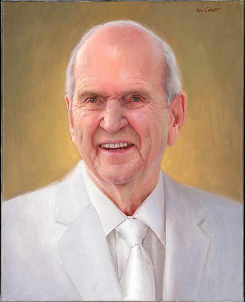 President Russell M Nelson in white by Ken Corbett | Artwork Archive