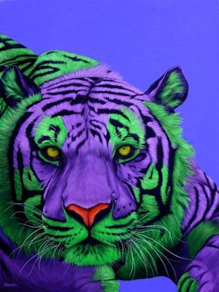 TIGER ON BLUE (Head), 2005 by HELMUT KOLLER | Artwork Archive