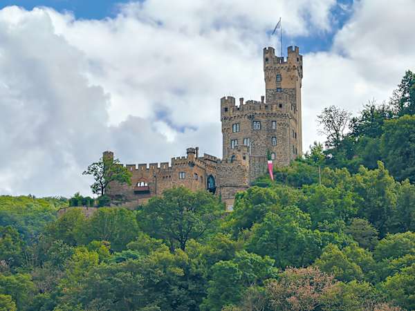 Sooneck Castle, a medieval castle in the Upper Middle Rhine Valley of ...