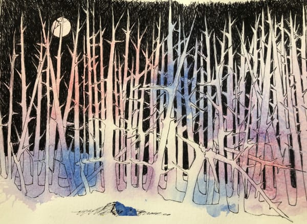 Full Moon Forest - Drawing a Day #6 by Helen R Klebesadel | Artwork Archive
