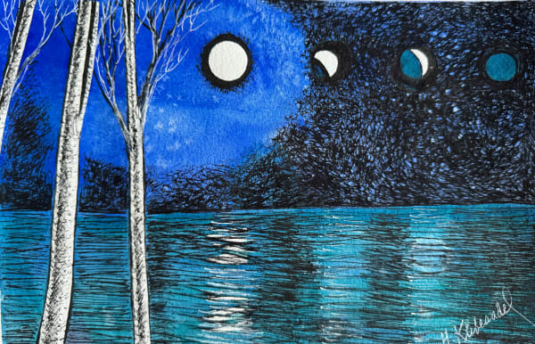 Blue Moon Rising- Drawing a Day #224 by Helen R Klebesadel | Artwork ...