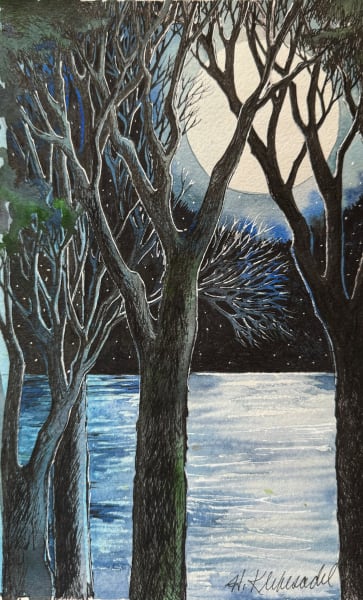 Moon Rise- Drawing a Day #241 by Helen R Klebesadel | Artwork Archive