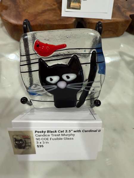 Peeky Black Cat 3.5” with Cardinal I by Candice Treat Murphy | Artwork ...
