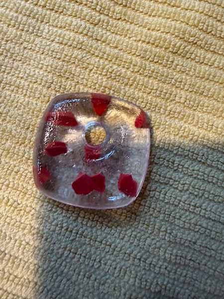 Iridescent Clear Square Necklace Drop #1 with Red Dots by Candice Treat ...