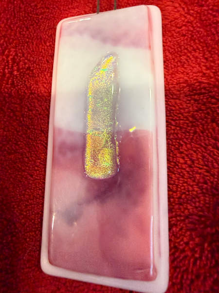 Pink Streaky with Clear Iridescent Piece Ornament #3 by Candice Treat ...