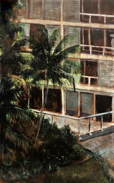 Palm and dark windows by Nicholas P Aplin | Artwork Archive