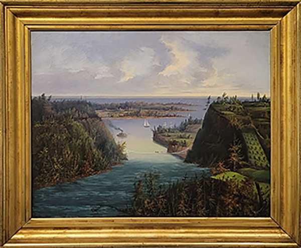 View of the Lower Niagara Gorge Suspension Bridge and Lewiston Landing ...