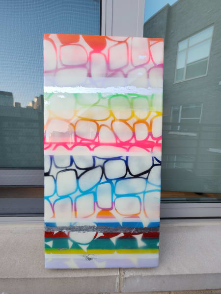 Abstract Rainbow Bold Colors Resin Artwork on Gallery Cradled Birch ...