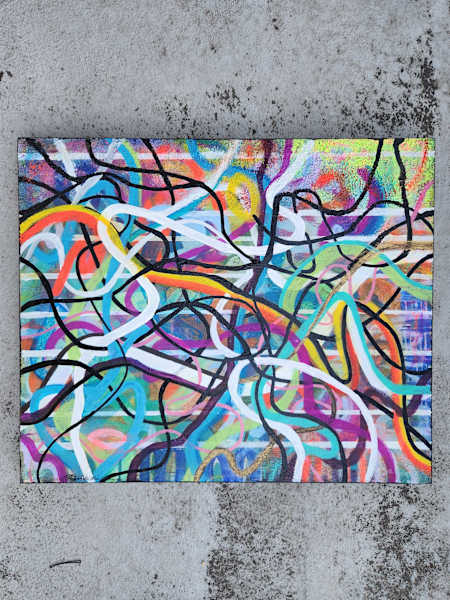 Abstract Mixed Media Acrylic+Ink Artwork on Cradled Birch Wood Panel by ...