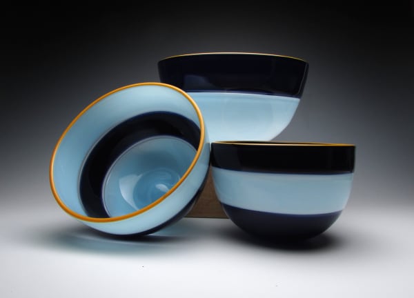 Bright Spot Encalmo Bowls (Blue on Blue) by Erika Kohr Island | Artwork ...