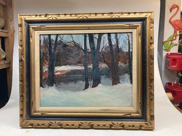 Carl G. T. Olson original painting on board winter landscape #98 from ...