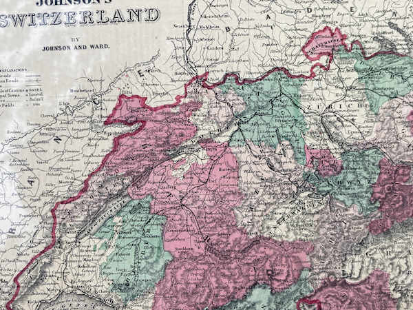 SHRINKWRAPPED early 1864 map of Switzerland from the collection of ...