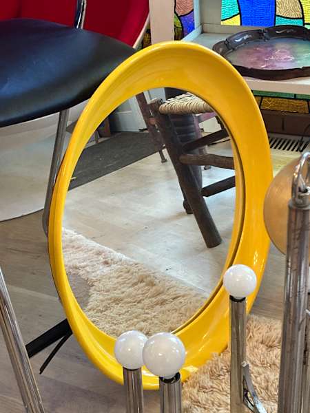 Oval 1970's modern yellow mirror from the collection of TIMELINES ...