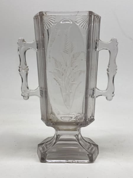 EAPG 2 handled etched vase from the collection of TIMELINES ANTIQUES ...