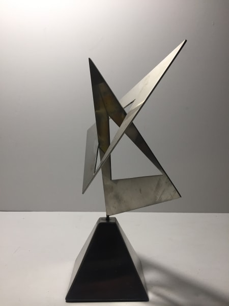 Mid century modern stainless steel triangle sculpture from the ...