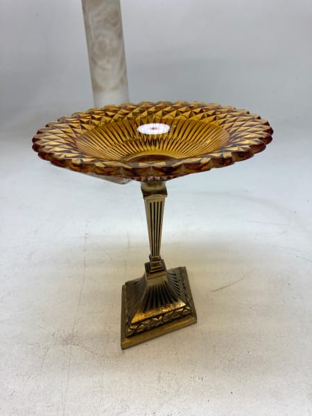 Pairpoint art glass amber compote from the collection of TIMELINES ...