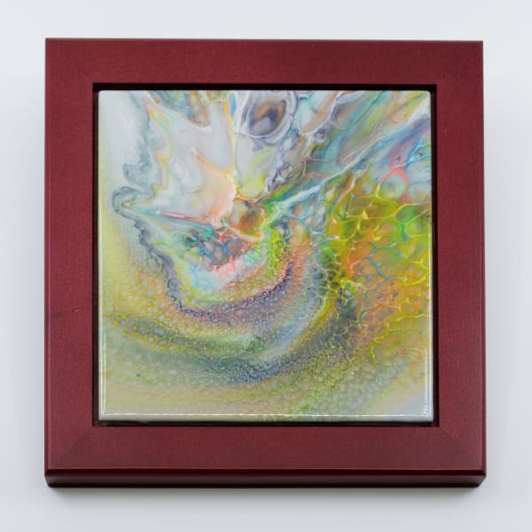 Fluid Art 7-3/4" Russet Red Framed Tile by Sandy Miller | Artwork Archive
