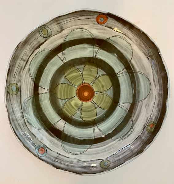 Robin Ralston Frelier -Platter Blue Flower from the exhibition Robin ...