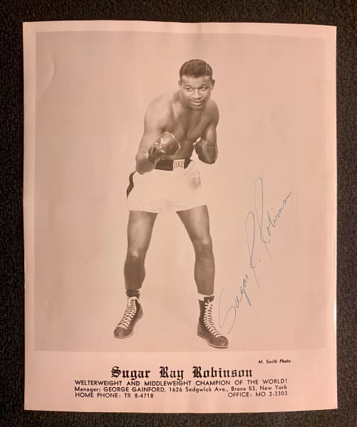 Sugar Ray Robinson signed B&W photo from the collection of George Davis ...