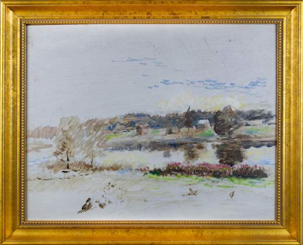 Rural Landscape With Stream And Houses from the collection of Villanova ...