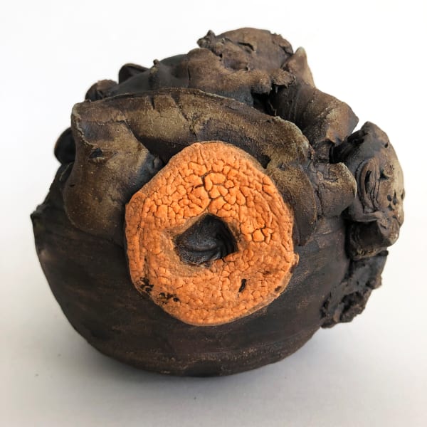 Geode - Black iron oxide with orange fungus and sea foam interior by ...