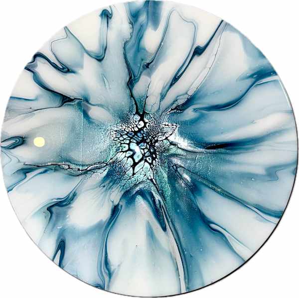 Icy Blue 15” Lazy Susan by Pourin’ My Heart Out - Fluid Art by Angela ...