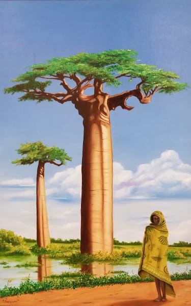 Baobab Tree with Young Woman from the exhibition d'Art Artist ...