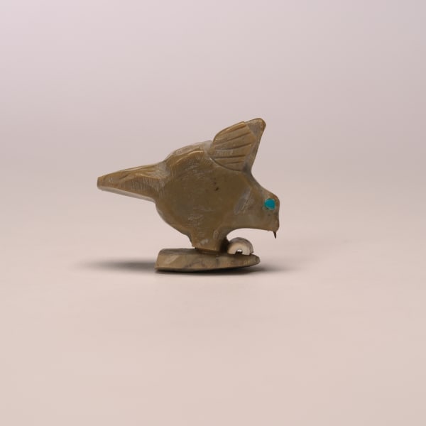 Leonard Halate 1914 - 2001. Bird with Fish, Serpentine, Shell from the ...
