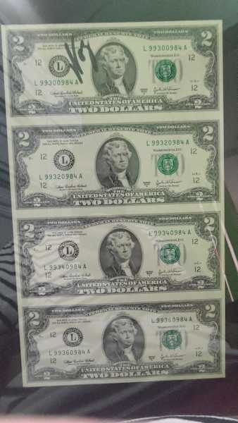 Two Dollar bill sheet pad signed by Steve Wozniak from the collection ...