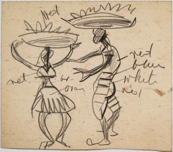 Untitled (Study of Two Figures with Baskets on Their Heads) from the ...