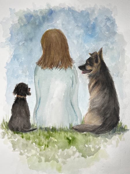 A Girl and Her Dogs by Amy DeVane | Artwork Archive