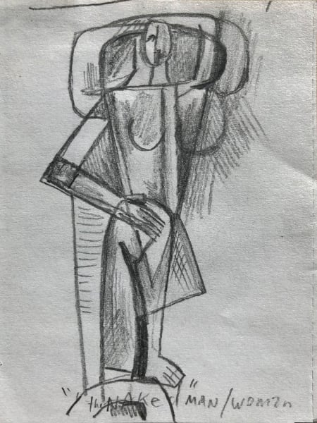 Cubist Naked Man Woman Sketch By Corcoran Artwork Archive