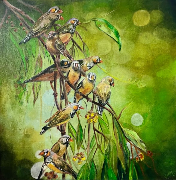 Zebra Finches In The Trees by Catherine Miles | Artwork Archive