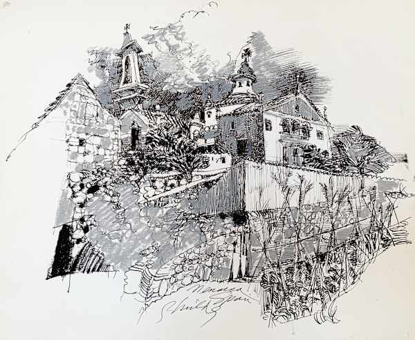 1990 "Menorca, Spain" Abstract Landscape Drawing Acclaimed Illustrator ...