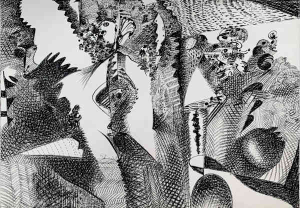 1991 "Study I" Abstract Drawing Acclaimed Illustrator Bill Shields from ...