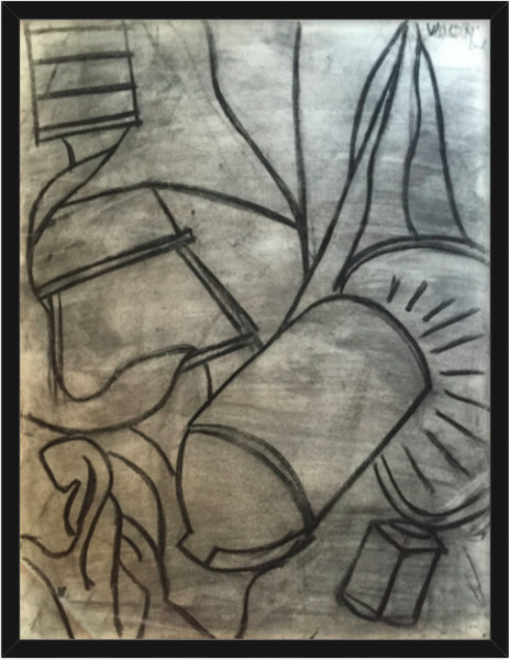1950s Charcoal Henry Woon Spray Paint Still Life from the collection of ...