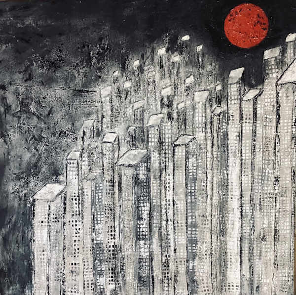 Red Moon Over Concrete Housing by aka Jon.E.B. | Artwork Archive