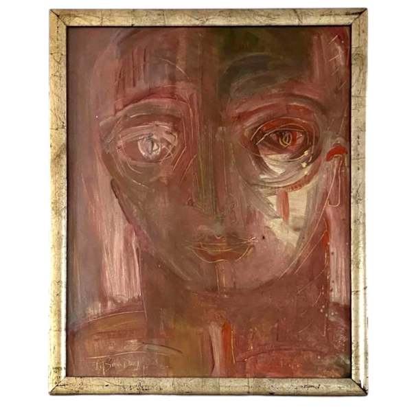 Vintage Portrait in Pinks Presented in Silverleaf Frame from the ...